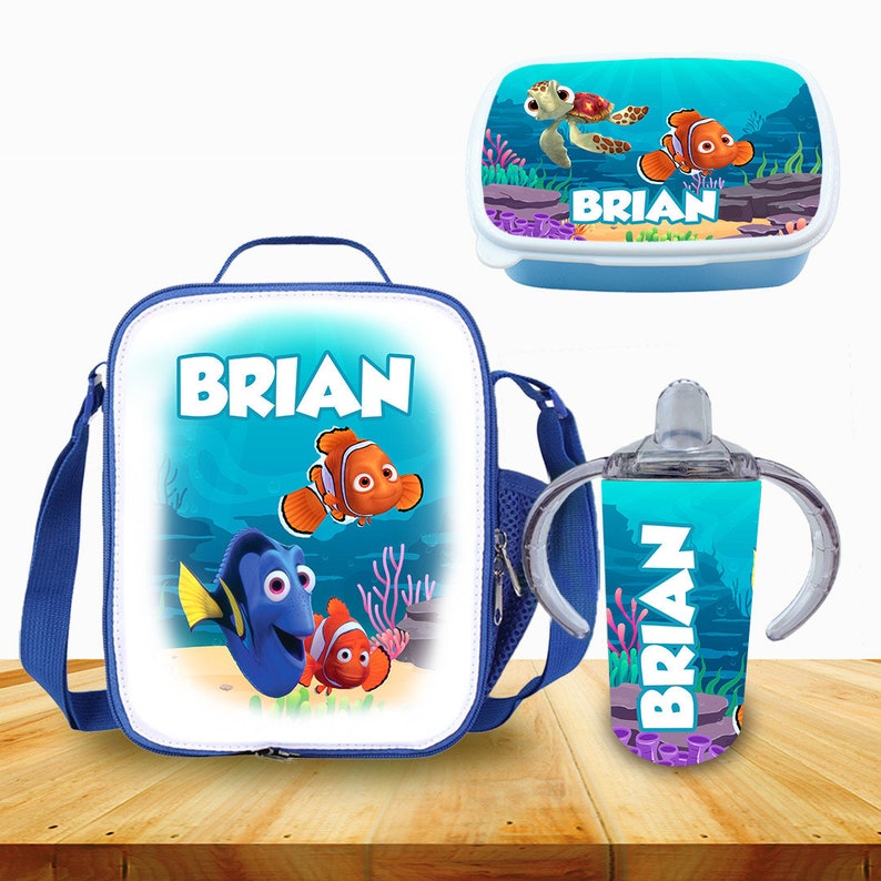 Custom School Kids Bundle Insulated Lunch Bag Snack Box Sippy Cup ...