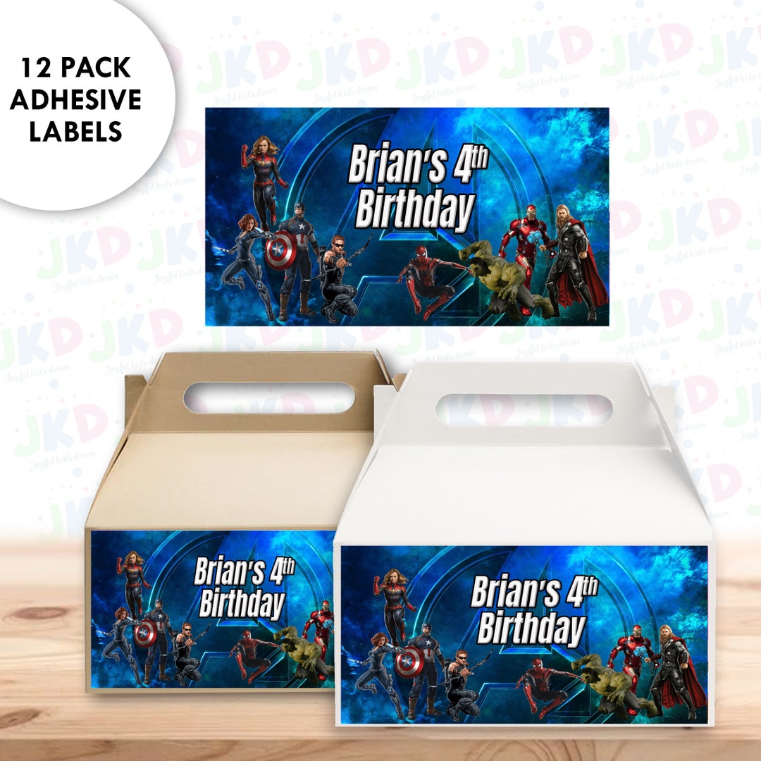 Avengers Gable Box Labels | 12-pack Stickers | Size 6x3.25in - Etsy