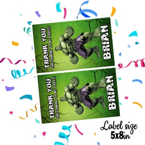 Hulk Gift Favor Bag Labels | 12-pack Stickers | Size 8x5in - Etsy