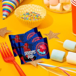 Spiderman Ring Pop Label Sticker for Birthday Party Candy Favor ...