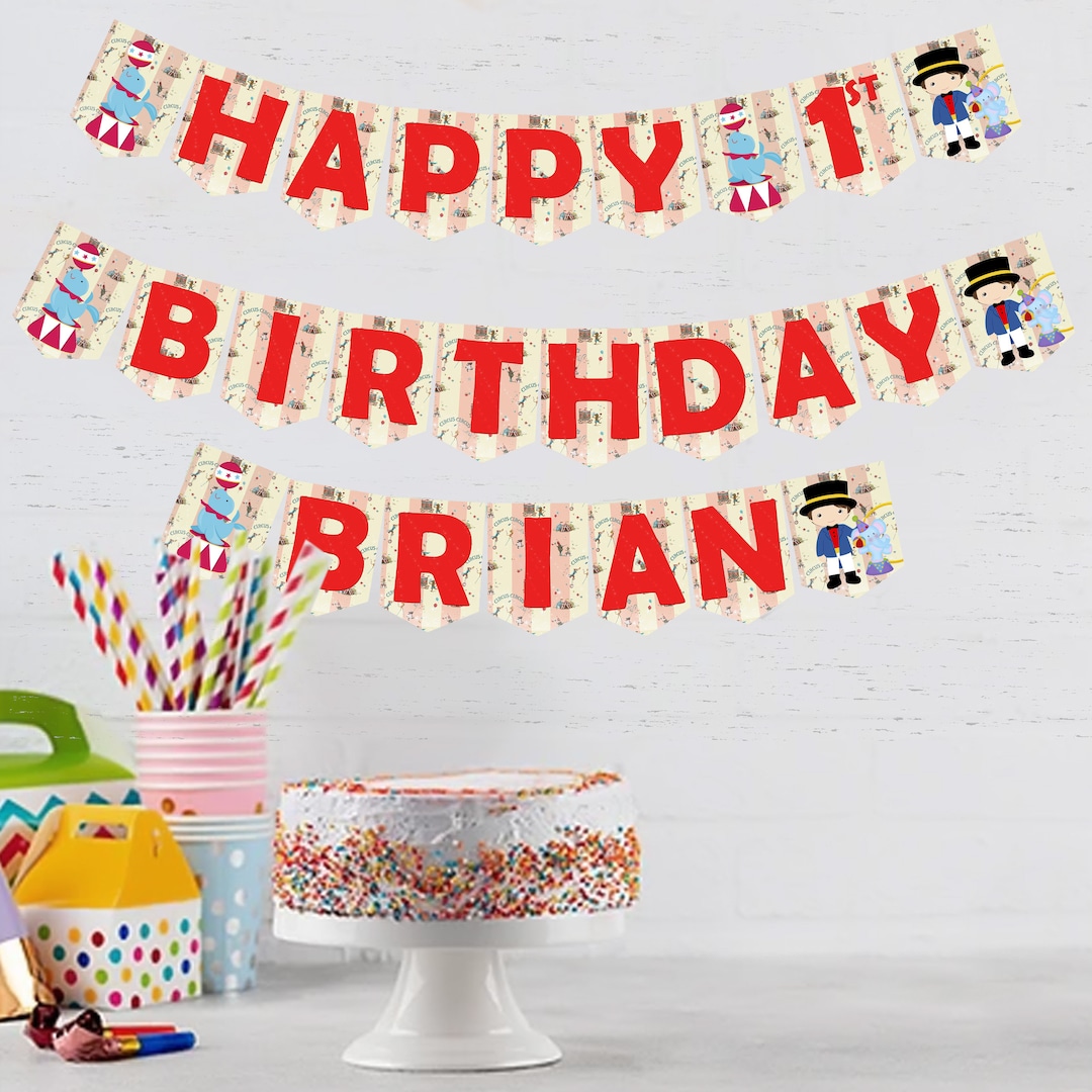 Circus Birthday Banner for Wall Party Decor Customized With Ribbon ...