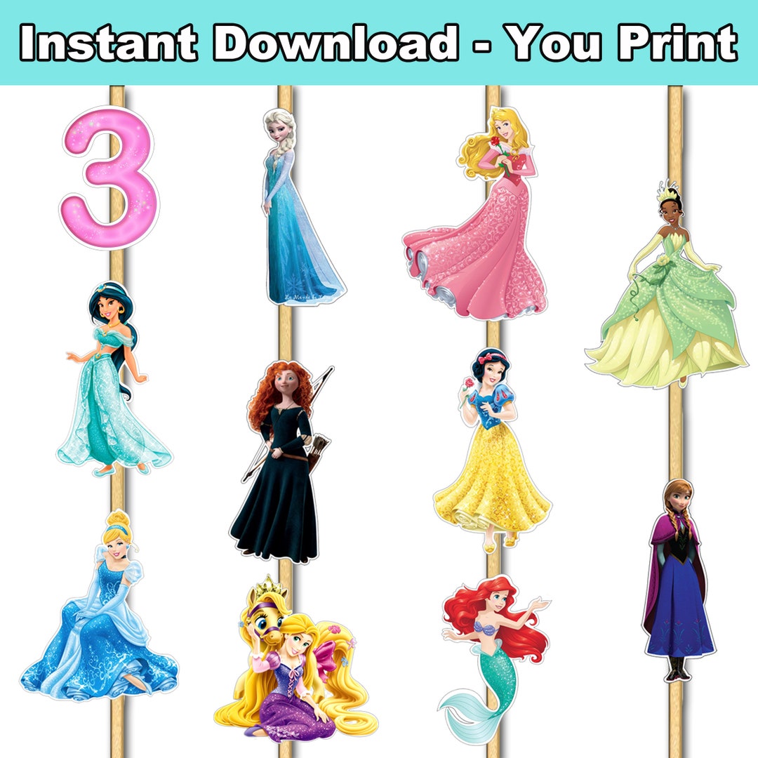 Princesses Cake Topper Images - Party Decoration - YOU PRINT - Etsy