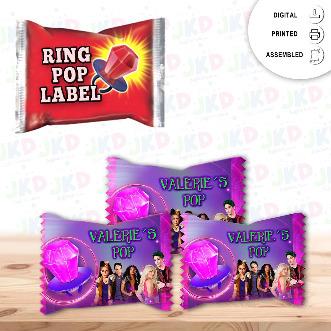 Zombies Ring Pop Label Sticker for Birthday Party Candy Favor - Digital ...
