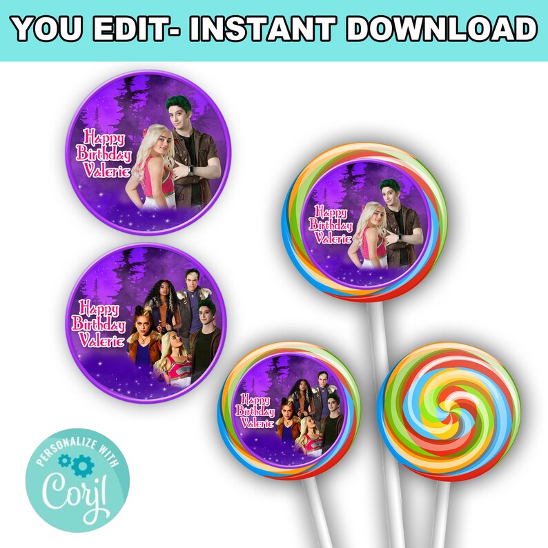 Zombies Round Stickers Instant Download Editable With - Etsy