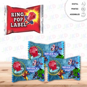 Avengers Ring Pop Label Sticker for Birthday Party Candy Favor ...