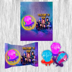 Descendants Ring Pop Label Sticker for Birthday Party Candy Favor ...