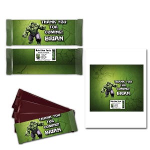 Hulk Candy Bar Labels | Self-editing | Instant Download - Etsy