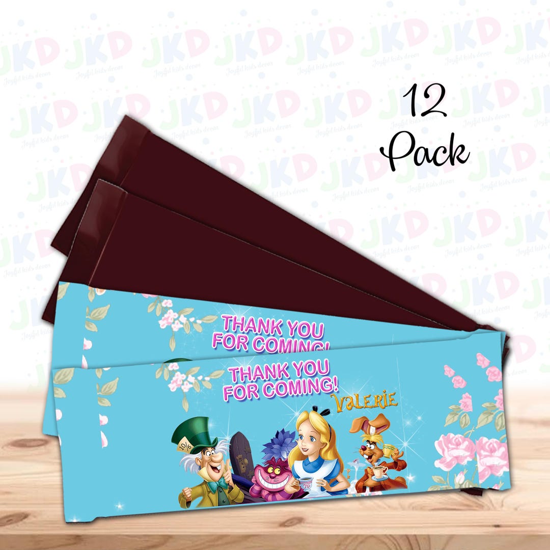 Alice in Wonderland Candy Bar Labels for Party Decor Chocolate Birthday ...