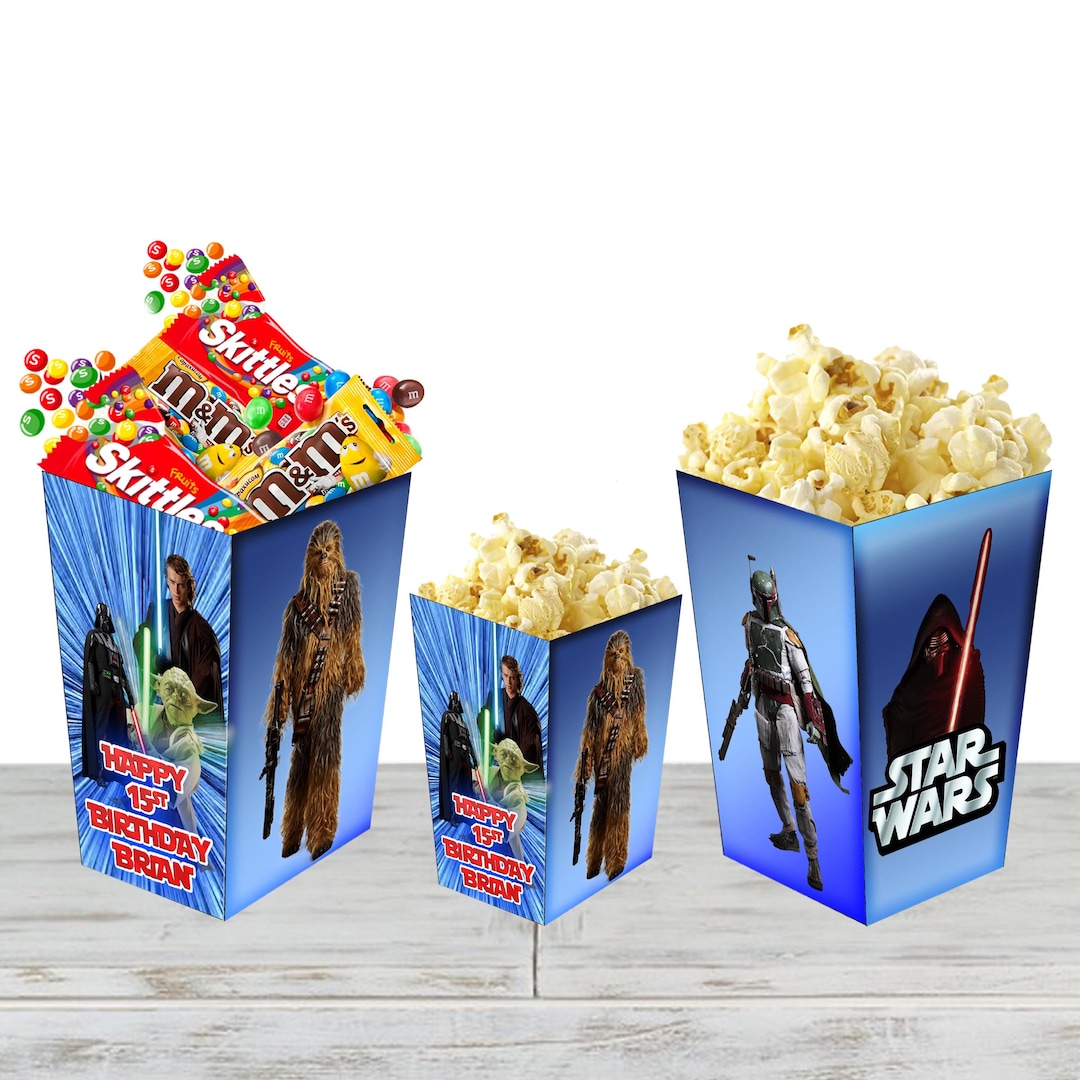 Star Wars Popcorn Box for Birthday Party Candy Snack Favor - Digital ...