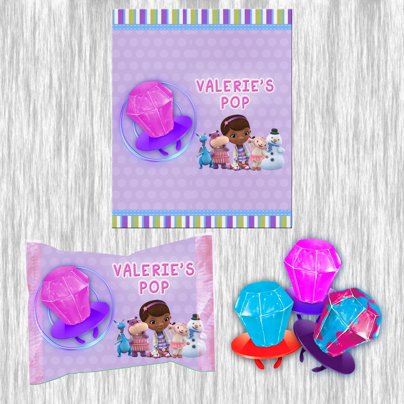 Doc Mcstuffins Ring Pop Label Sticker for Birthday Party Candy Favor ...