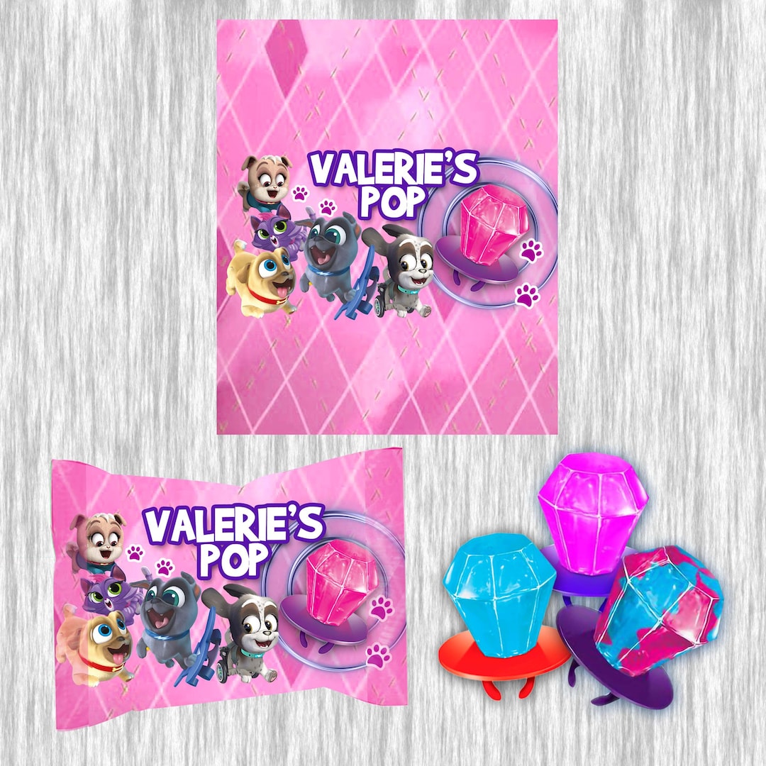Puppy Dog Pals Ring Pop Label Sticker for Birthday Party Candy Favor ...