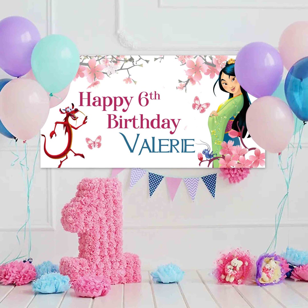 Mulan Birthday Banner Weatherproof Vinyl for Party Decor | Custom ...
