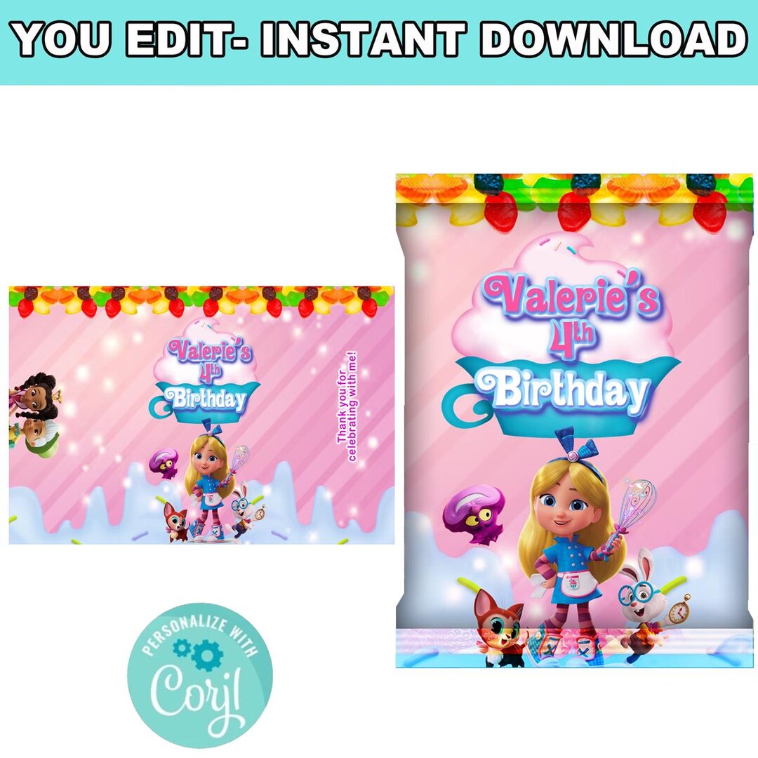 Alice Bakery Fruit Snack Wrapper Labels Instant Download Self-editable ...