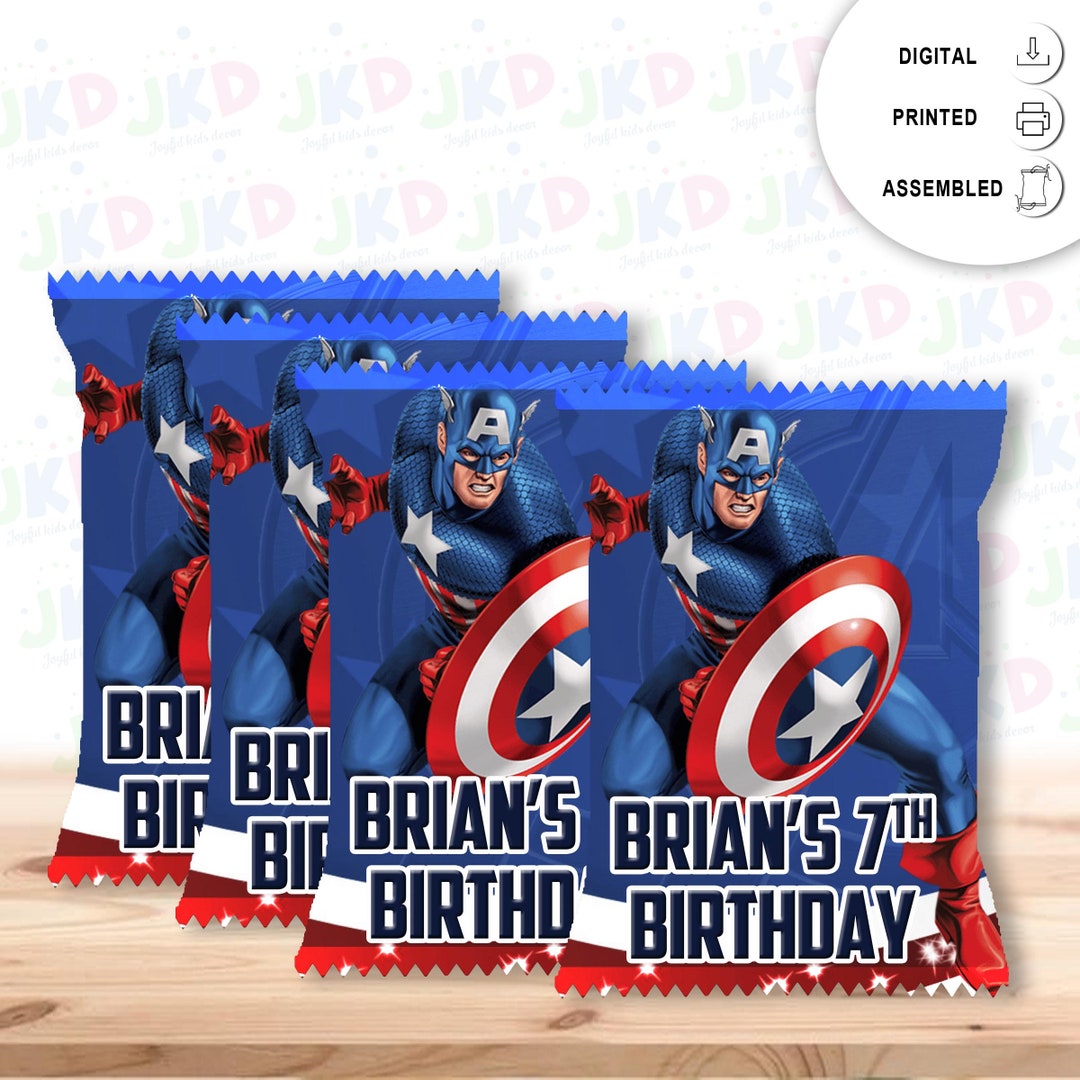 Captain America Chip Bags Label for Kids Birthday Party Favor Decor ...