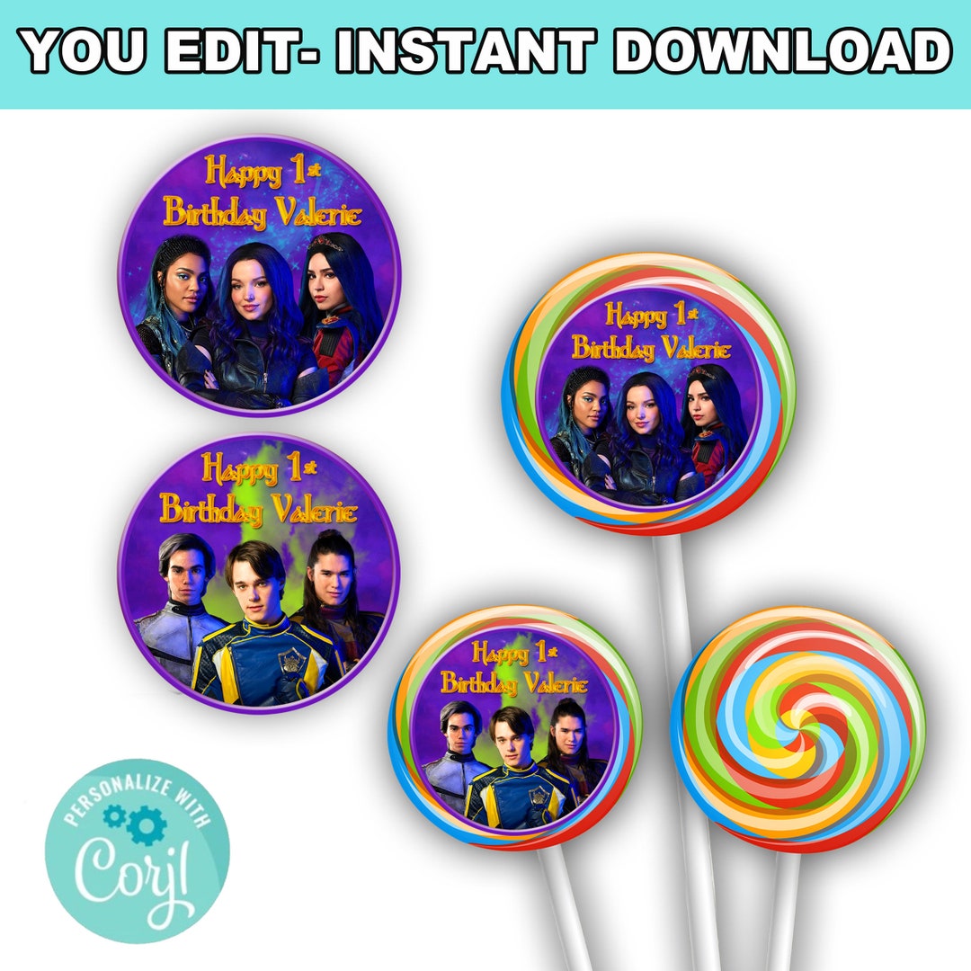 Descendants Stickers | Instant Download | Editable With Corjl | Perfect ...