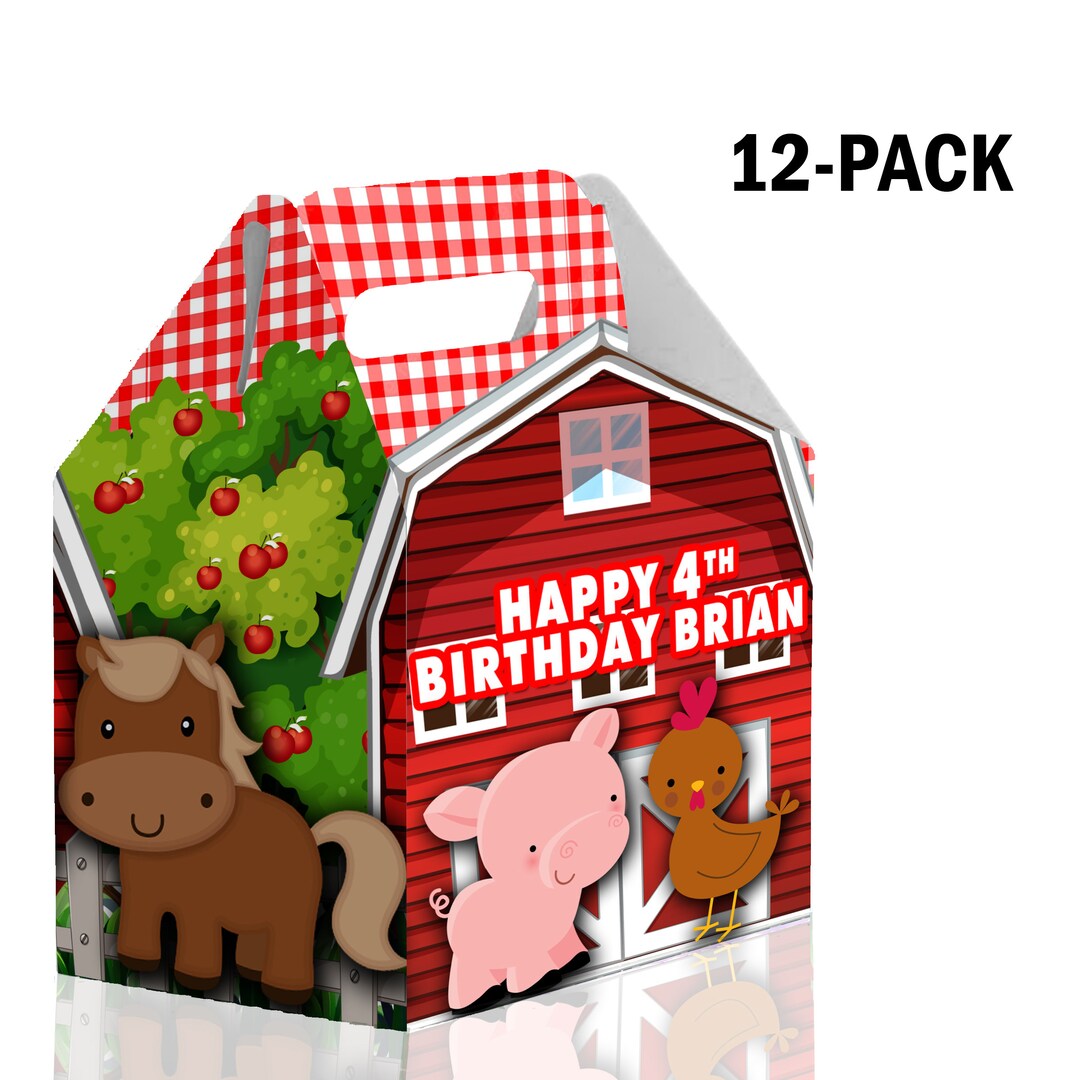 Farm Candy Gable Box for Birthday Party Favors 12 Pack - 4.4x4.5in - Etsy
