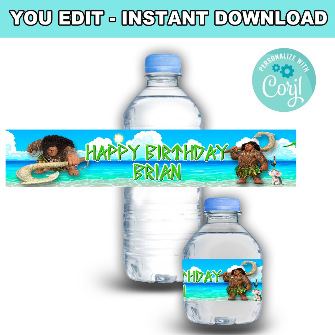 Maui Water Bottle Labels | Self-editable Instant Digital Download - Etsy