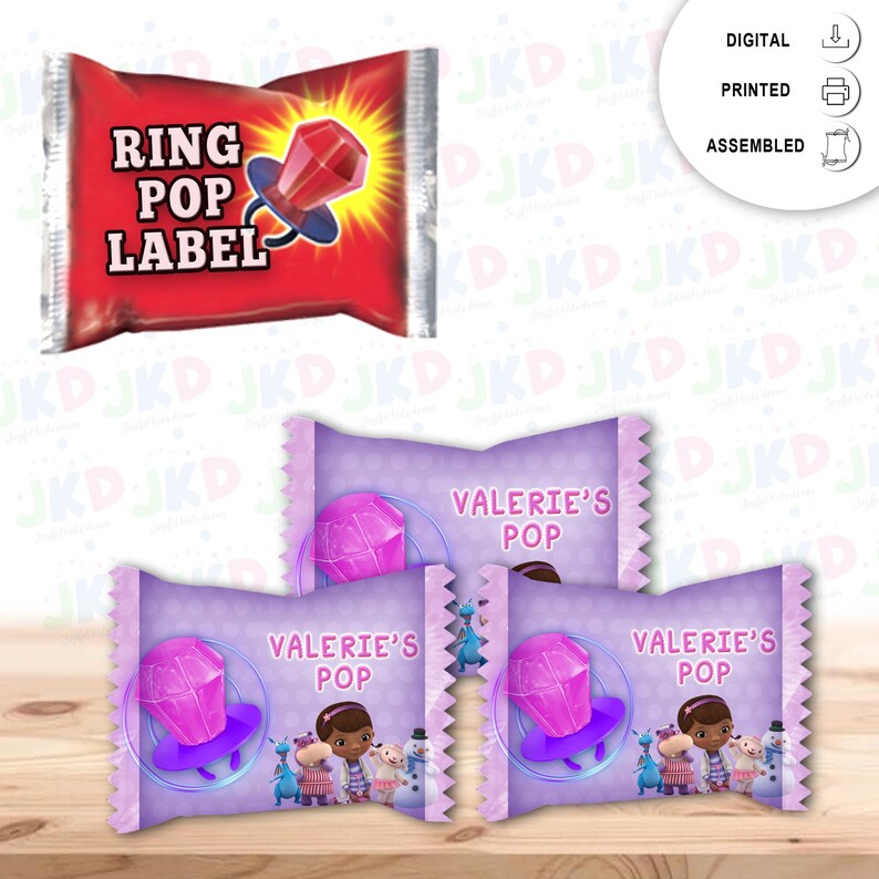 Doc Mcstuffins Ring Pop Label Sticker for Birthday Party Candy Favor ...