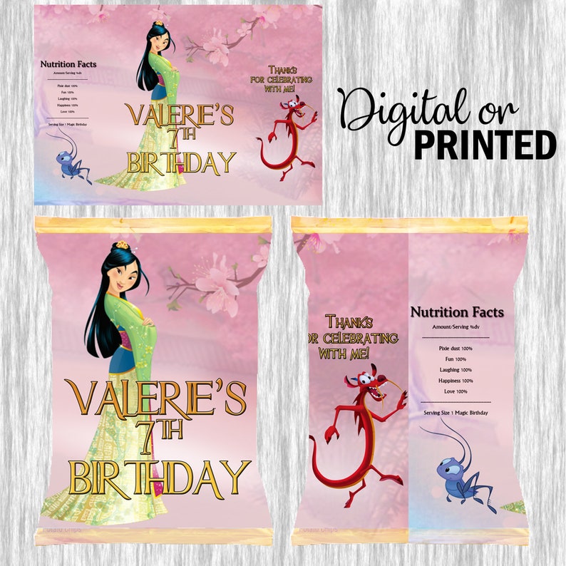Mulan Bundle Party Labels or Finished Snacks - Etsy
