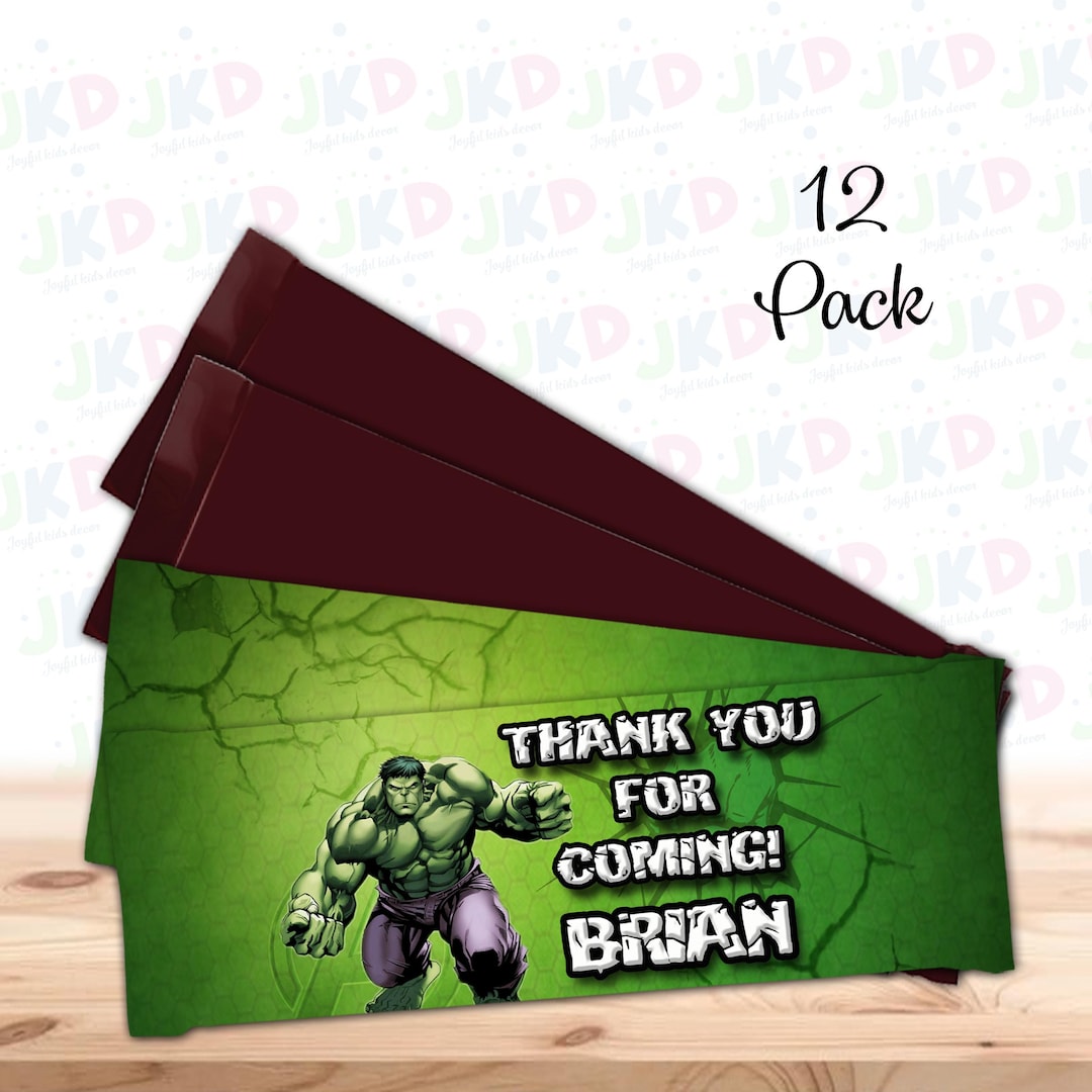 Hulk Candy Bar Labels for Party Decor Chocolate Birthday Favor | 12 ...