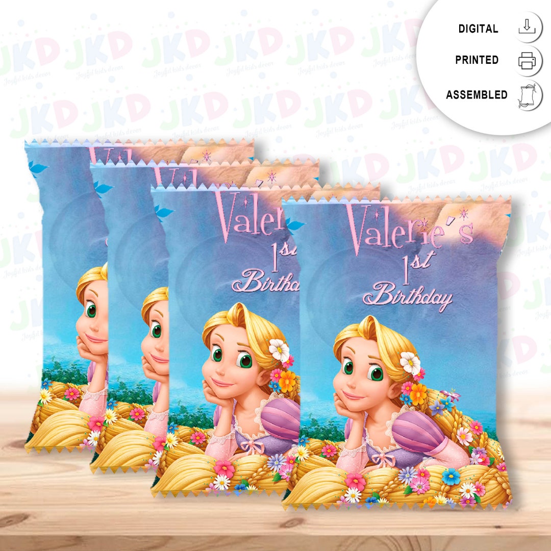 Tangled Chip Bags Label for Kids Birthday Party Favor Decor Digital ...