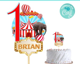 Editable Circus Cake Topper Printable Circus Cake Topper - Etsy