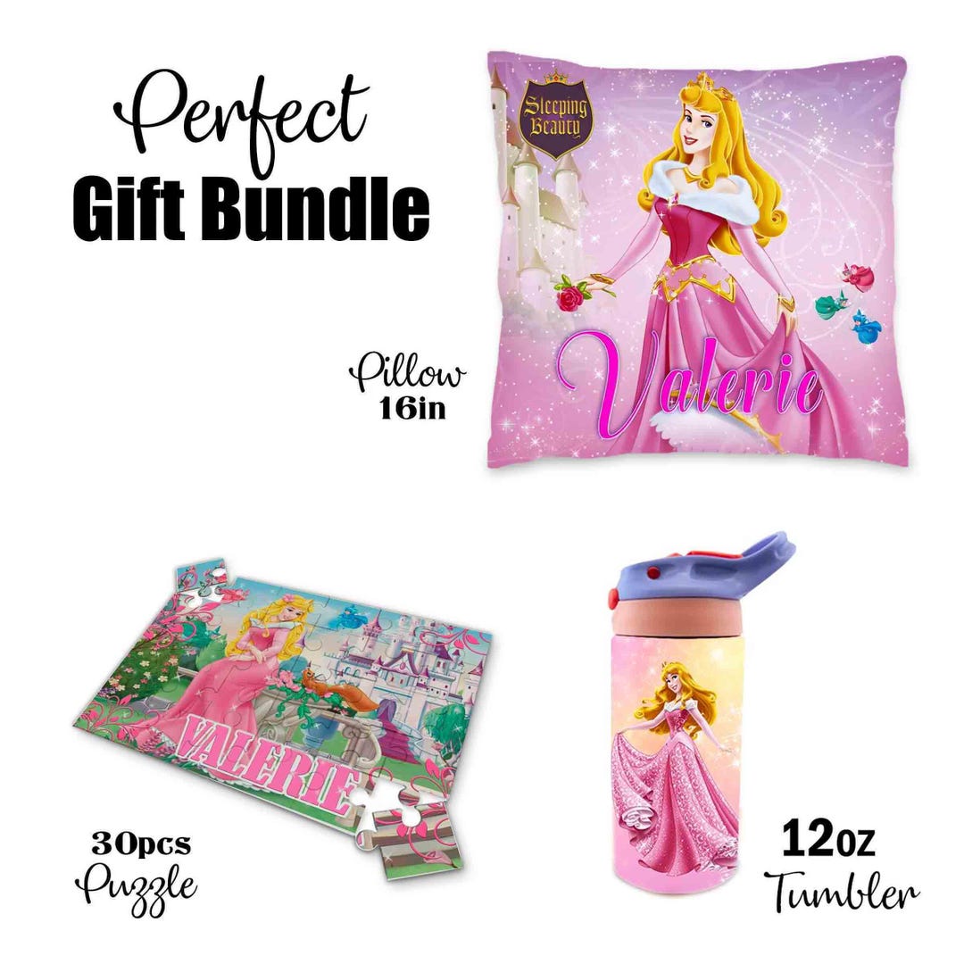 Sleeping Beauty Gift Bundle for Kids Custom Name Puzzle 16in Pillow and ...