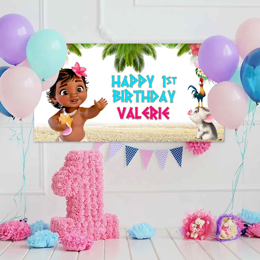 Baby Moana Birthday Banner Weatherproof Vinyl for Party Decor | Custom ...