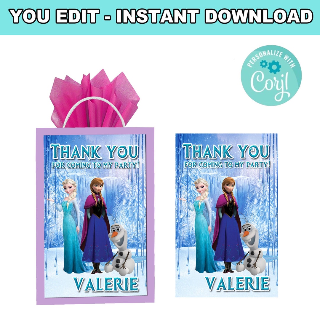 Frozen Gift Favor Bag Label | Self-editing | Instant Download - Etsy