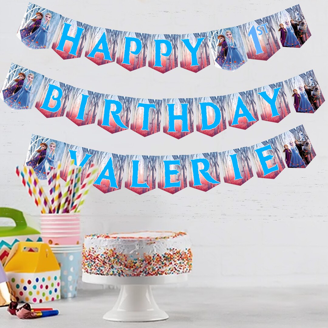 Frozen 2 Birthday Banner for Wall Party Decor Customized With Ribbon ...