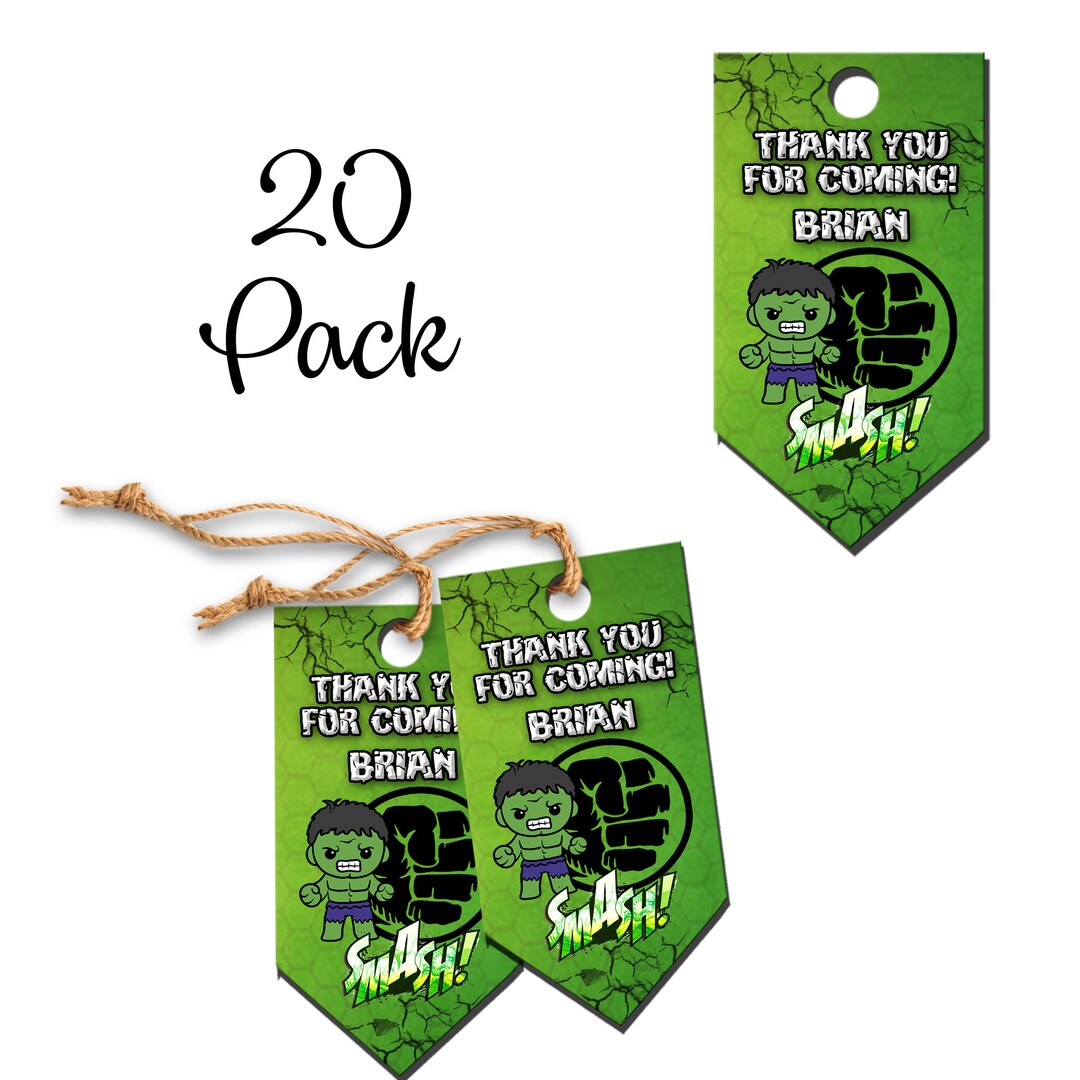 Baby Hulk Favor Tags for Birthday Party Goodie Bags - 20pack - Etsy