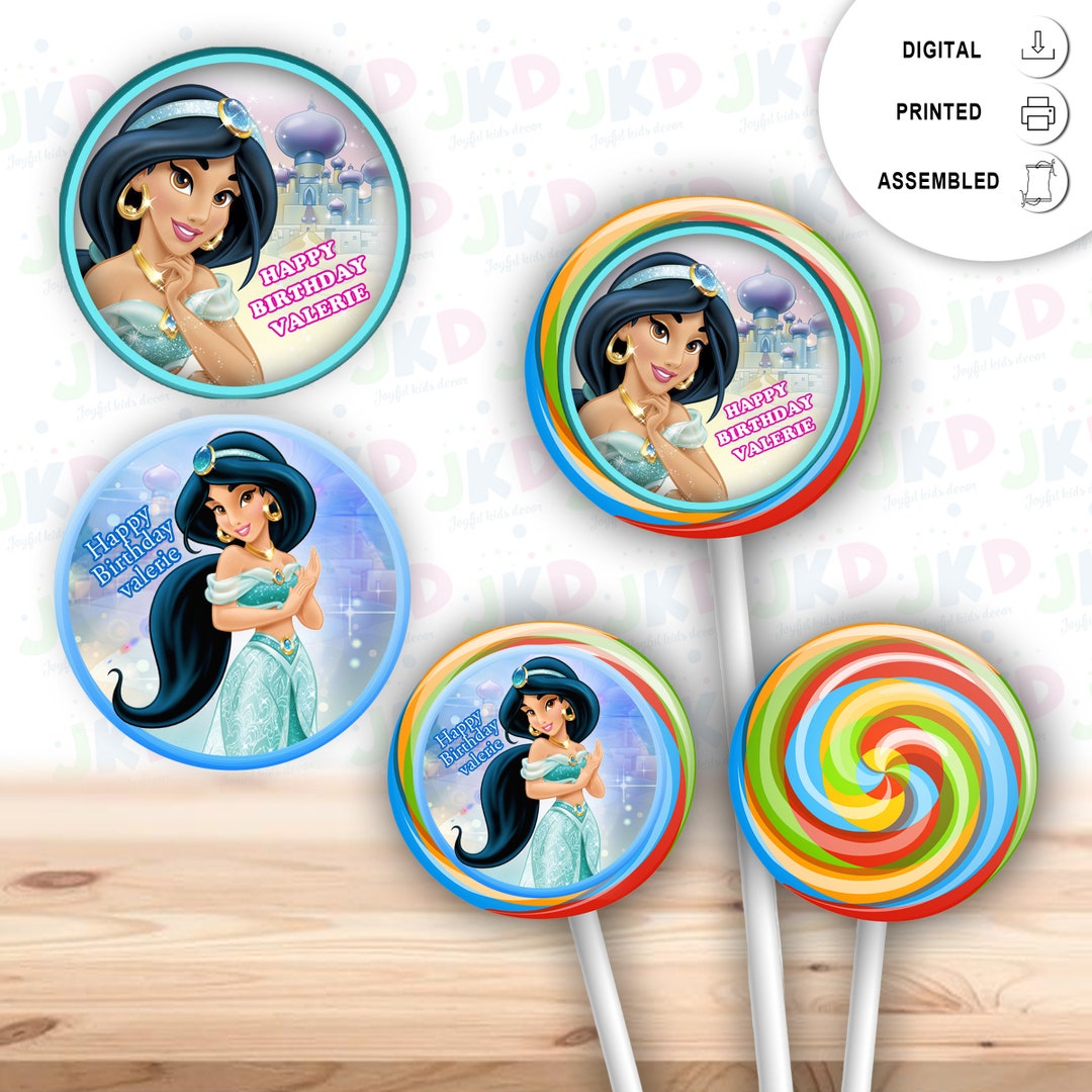 Jasmine Stickers for Birthday Party Decor Lollipops Candy Favors| 12 ...