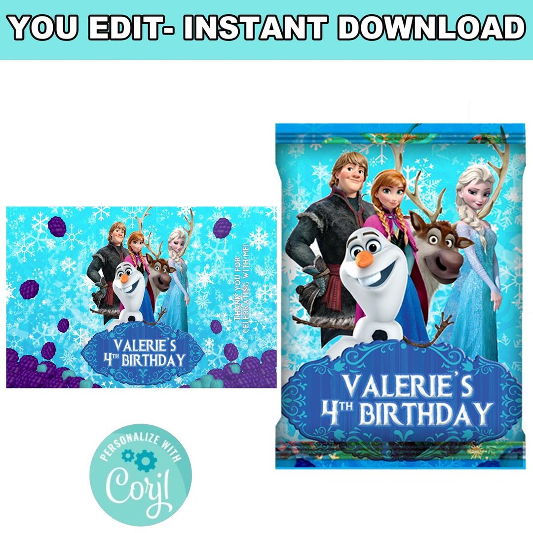 Frozen Fruit Snack Wrapper Labels Instant Download Self-editable Custom ...