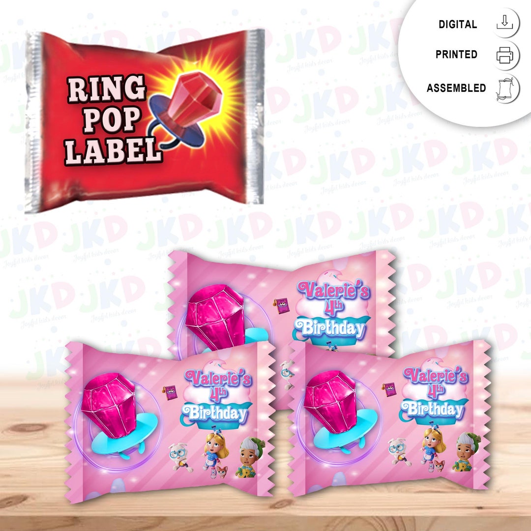Alice Bakery Ring Pop Label Sticker for Birthday Party Candy Favor ...