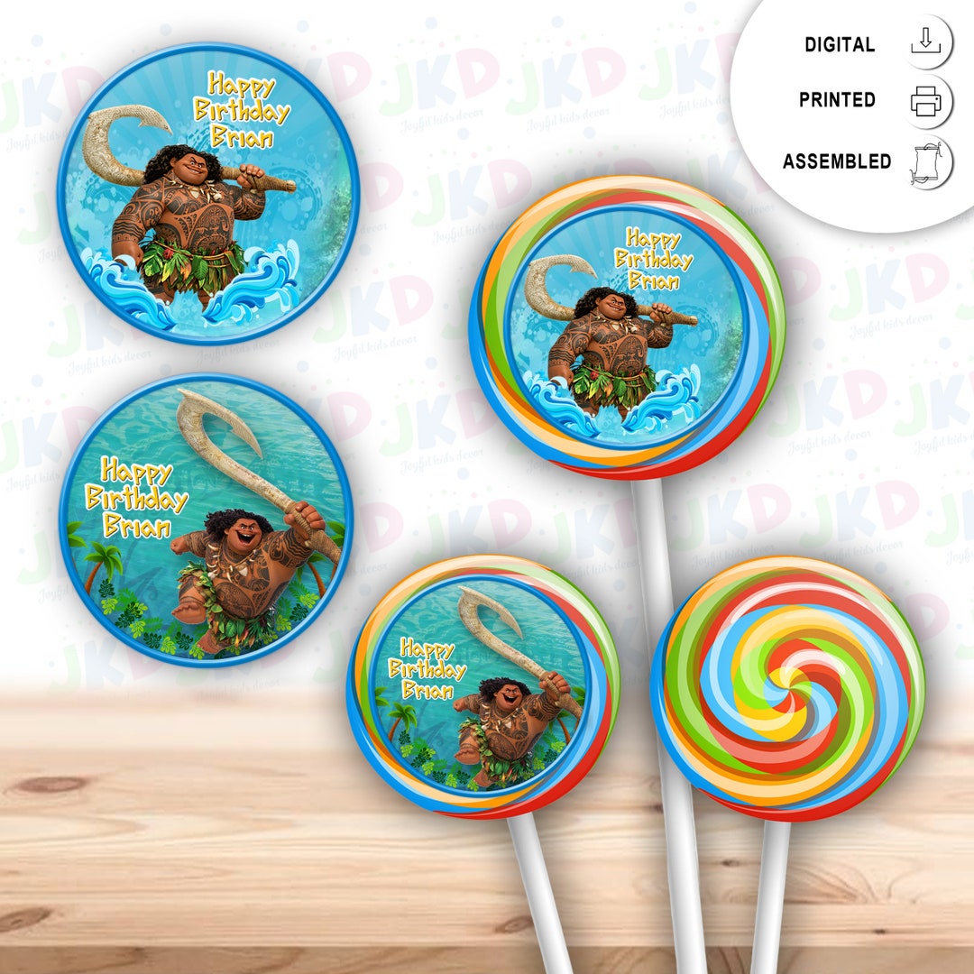 Maui Stickers for Birthday Party Decor Lollipops Candy Favors| 12 Pack ...