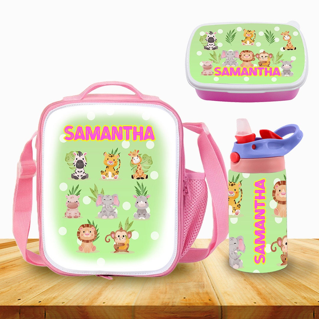 Custom School Kids Bundle Insulated Lunch Bag Snack Box Sippy Cup ...