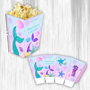 Mermaid Tail Popcorn Box for Birthday Party Candy Snack Favor - Digital ...