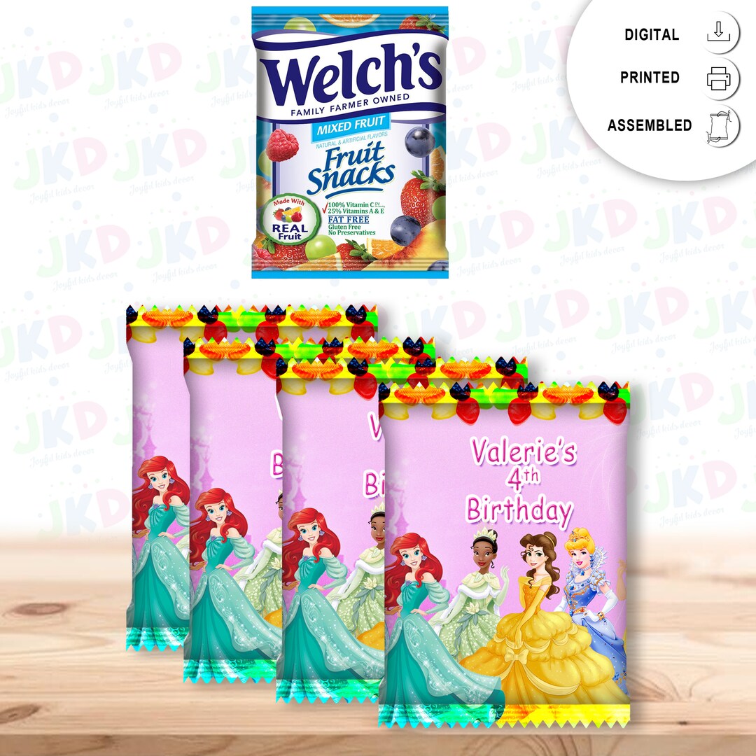 Princesses Fruit Snack Label Sticker for Kids Birthday Party Favor ...