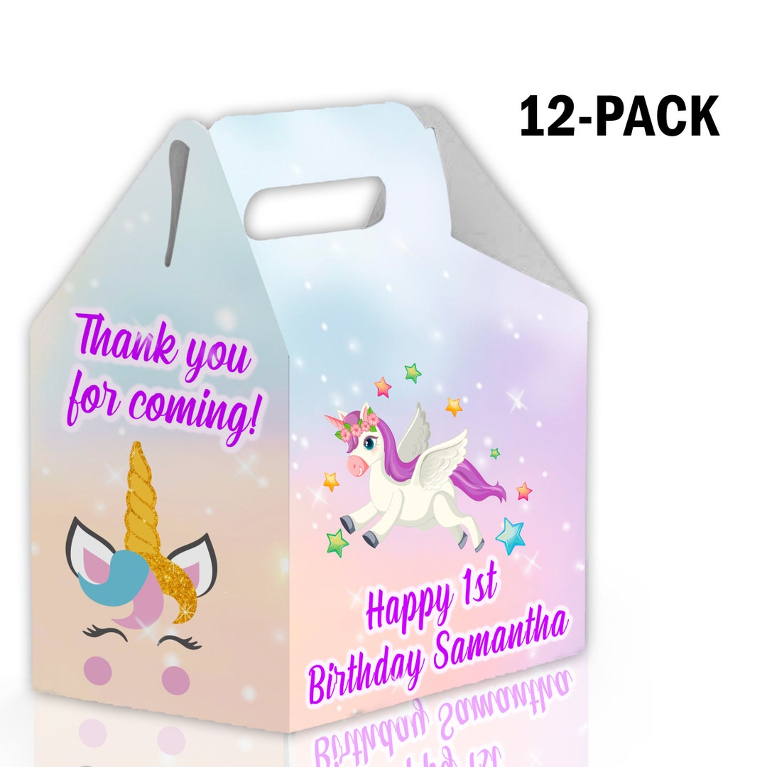 Unicorn Candy Gable Box for Birthday Party Favors 12 Pack - 4.4x4.5in ...