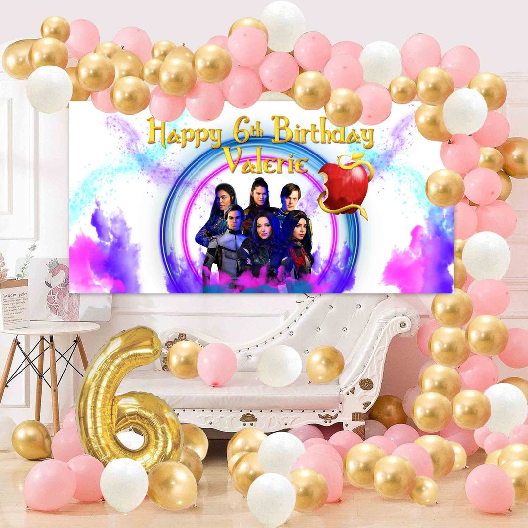 Descendants Birthday Banner Weatherproof Vinyl for Party Decor | Custom ...