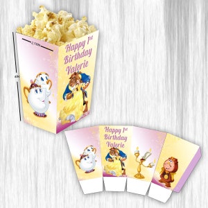 Beauty and the Beast Popcorn Box for Birthday Party Candy Snack Favor ...