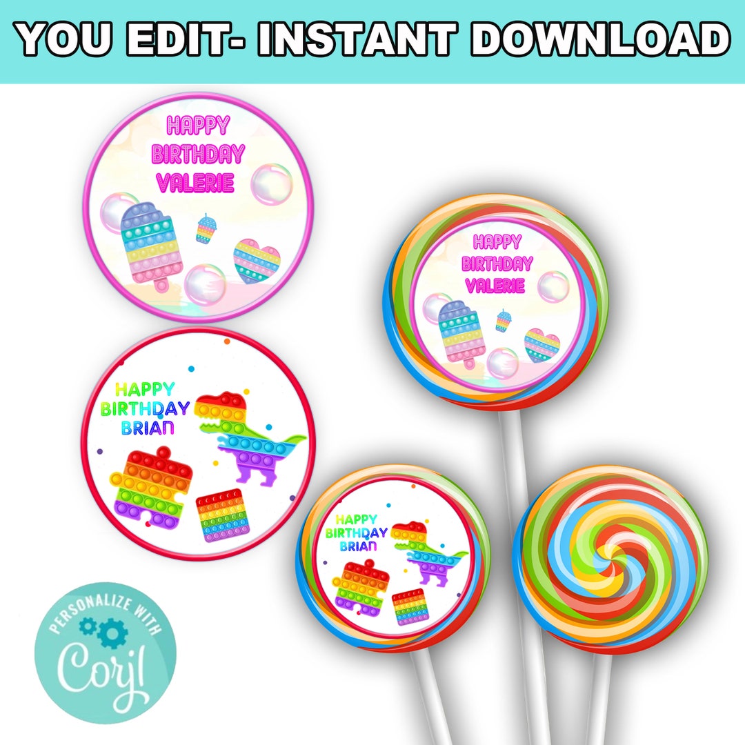 Pop It Round Stickers | Instant Download | Editable With Corjl ...