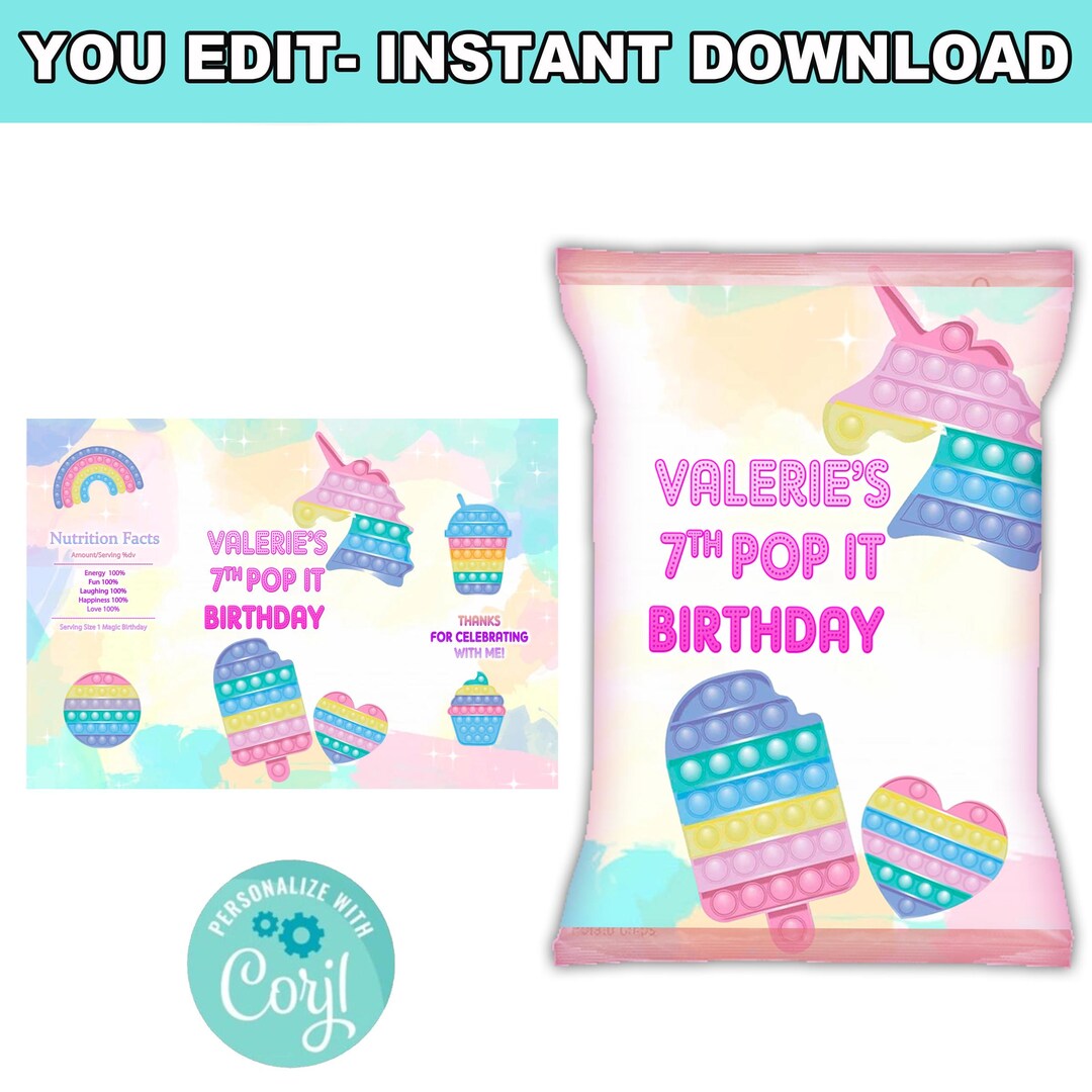 Digital Chip Bag Labels Instant Download Corjl Self-editable Custom ...