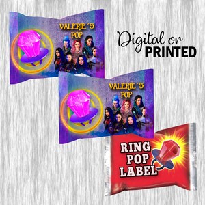 Descendants Ring Pop Label Sticker for Birthday Party Candy Favor ...