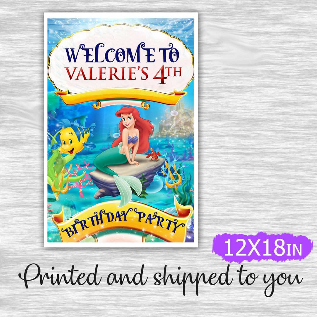 The Little Mermaid Welcome Sign for Birthday Party Wall Door Decor ...