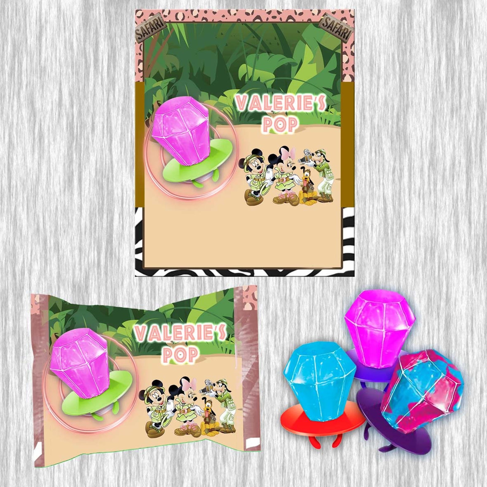 Minnie Mouse Safari Party Snacks Favor for Birthday Bundle Labels or ...