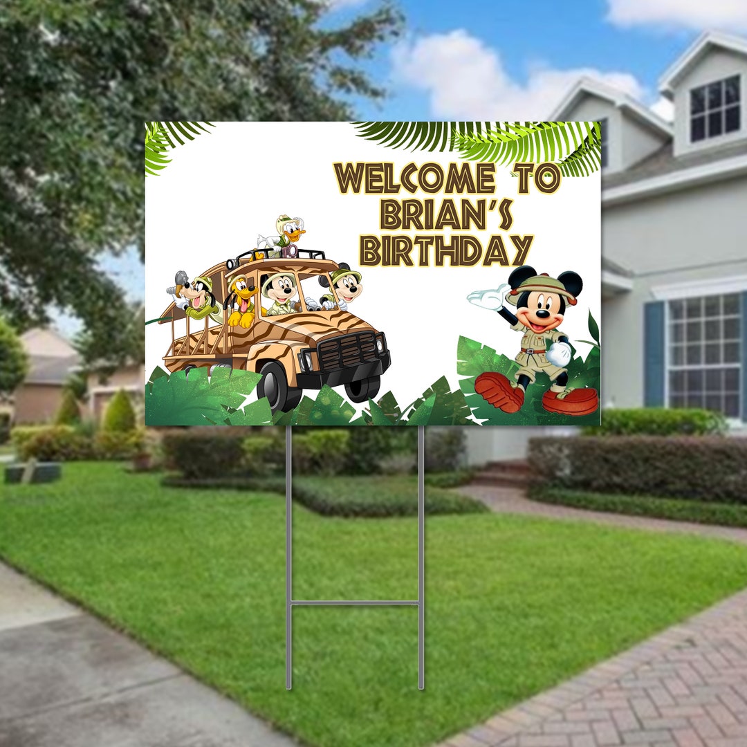 Mickey Mouse Safari Yard Sign for Birthday Party Decor Weatherproof ...