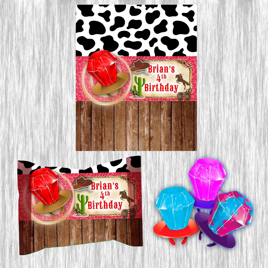 Cowboy Ring Pop Label Sticker for Birthday Party Candy Favor - Digital ...