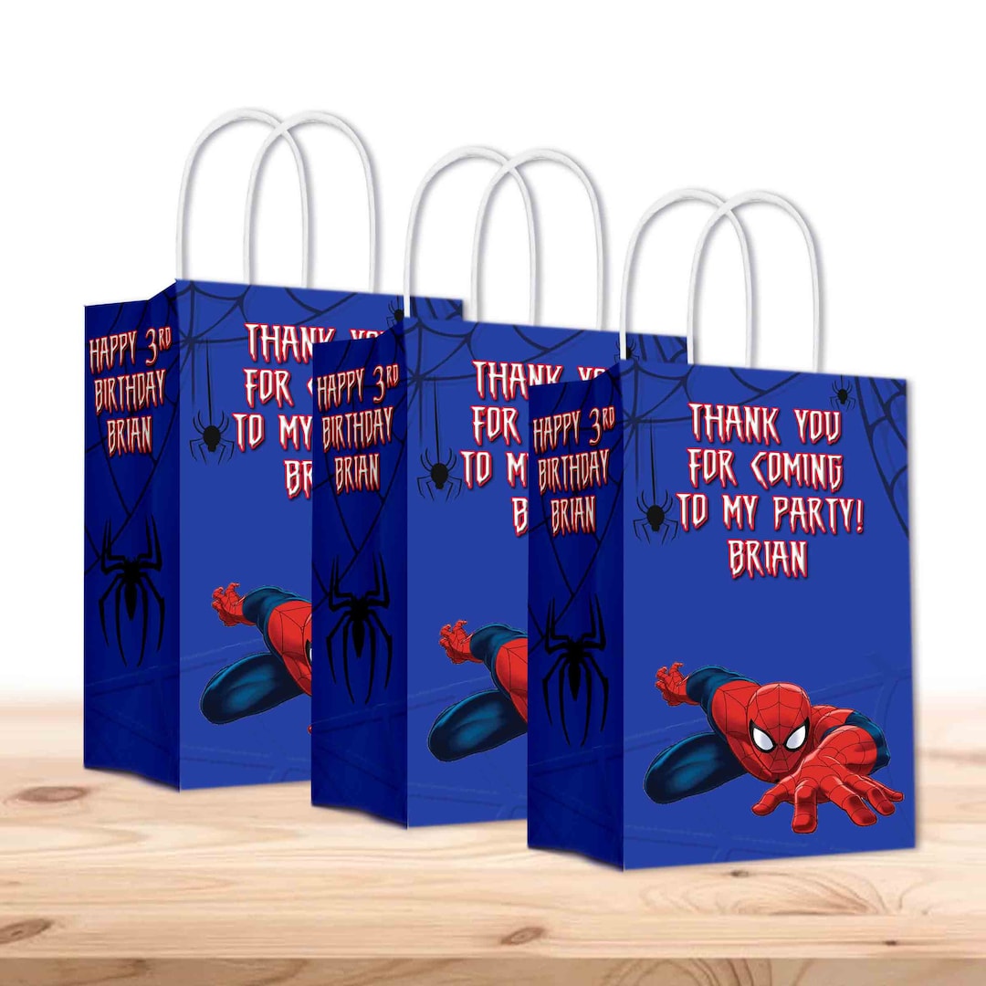 Spiderman Bags With Handles for Kids Gift Favor Birthday Party - 12pack ...