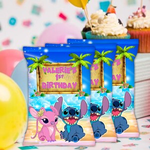 Stitch Chip Bags Label for Kids Birthday Party Favor Decor, Stickers or ...